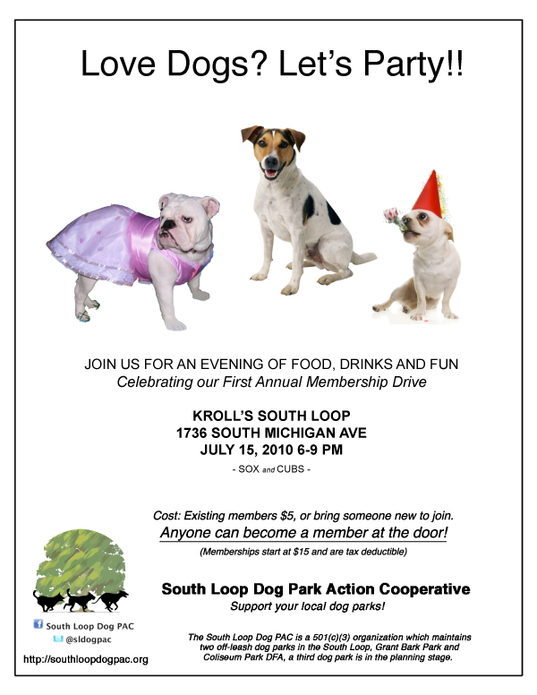 support your local dog park, party at Kroll's! • South Loop Dog Park ...